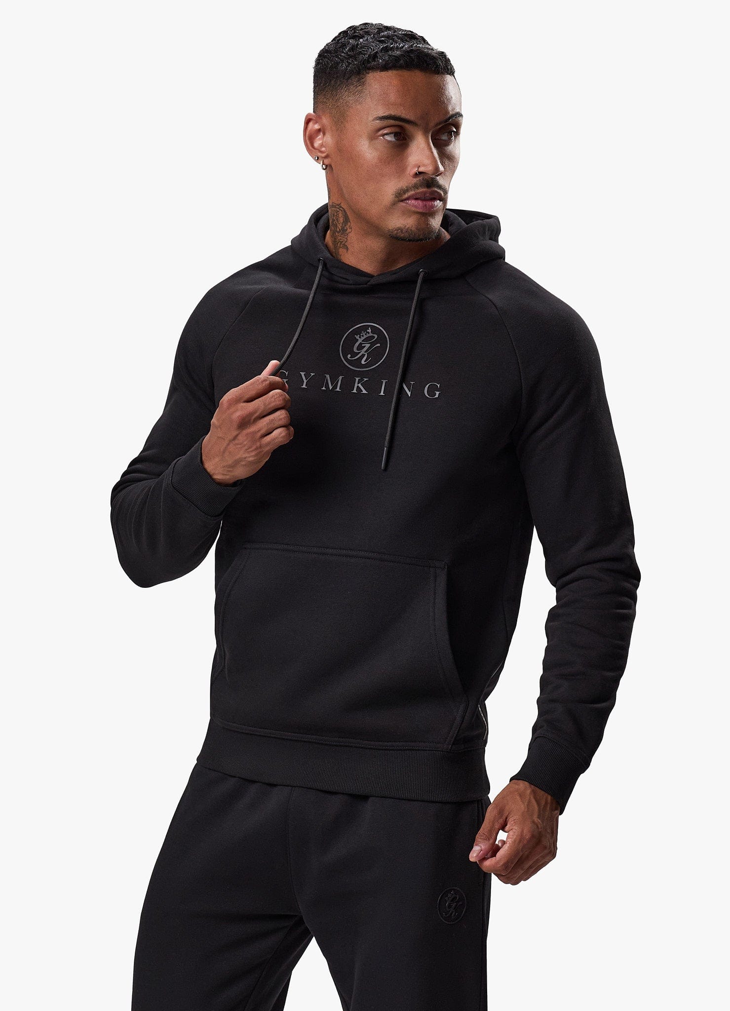 Gym King Pro Logo Fleece Hood - Black/Black – GYM KING
