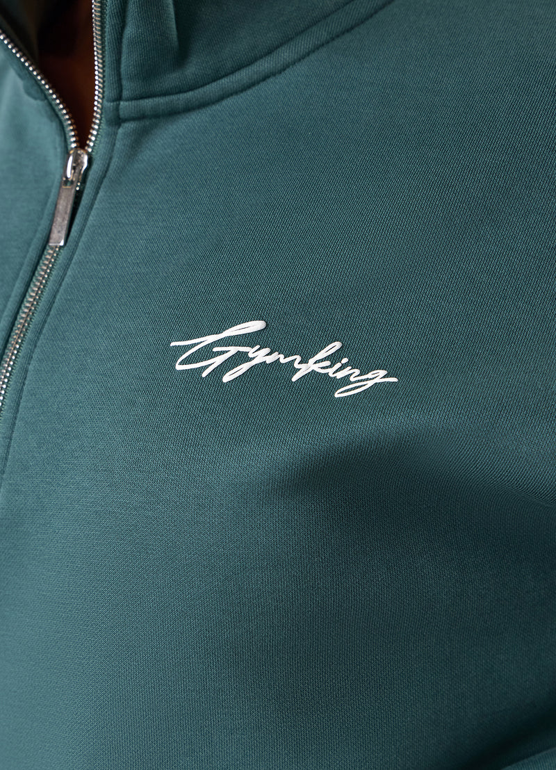 Gym King Script Mindset 1/4 Zip Funnel - Pine Green